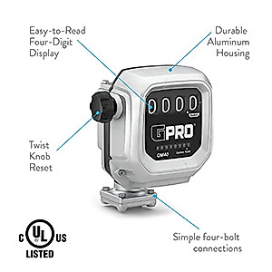 GPRO - QM40 Mechanical Fuel Meter in Gallons, 2-40 GPM, 1" NPT Quick Fit Modular Flanges, 4-Digit Display, Extreme Accuracy (139000-01)