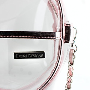Capri Designs Clear Canteen Crossbody Purse, Round Stadium Approved Bag for Women, Transparent, Rose Gold