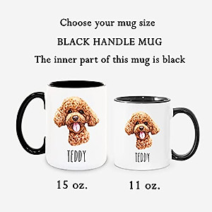 Poodle Customized Name Coffee Mug, Personalized Dog Owner Gifts for Men Women, Customizable Pet Memorial Tea Cup (Poodle)