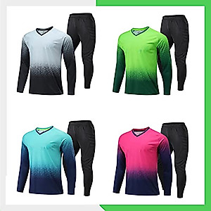VIPOKO Custom Soccer Jersey Padded Football Shirt for Adult/Kids Long Sleeve Shirt Mens Goalkeeper Jersey Keeper Uniform Kit Pink