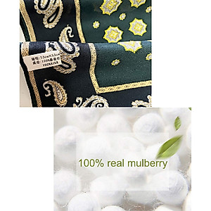 JERLA Women's Men's Small Square satin 100% Real Mulberry Silk Scarfs paisley Hair head face scarf 21" x 21" (Paisley black)