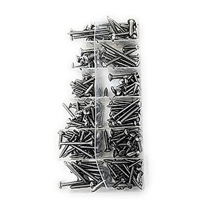 Everbilt Marine Grade SAE 216 Pieces Stainless Steel Sheet Metal Screw Set Combo Kit- Pan and Oval Head Phillips- 34 Sizes