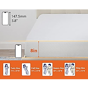 8 inch King Size Mattress, Gel Memory Foam King Mattress for a Cool Sleep & Pressure Relief, Medium Firm Mattress Pad King Size Mattresses, Bed in a Box, CertiPUR-US Certified & White (8 Inch, King)