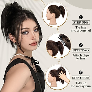 HMD Messy Bun Hair Piece Claw Clip Hair Bun Wavy Curly Chignon Hair Bun Extensions Tousled Updo Hair Buns Claw Clip Ponytail Hairpieces Hair Scrunchie with Clip for Women（2#）, 1PC