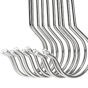 Frcctre 30 Pack Stainless Steel S Hooks Large S Shape Hanging Hooks, 8"/12"/16" Utility Heavy Duty Metal Long S Hooks for Garden Kitchen Bathroom Wardrobe, Indoor & Outdoor Use