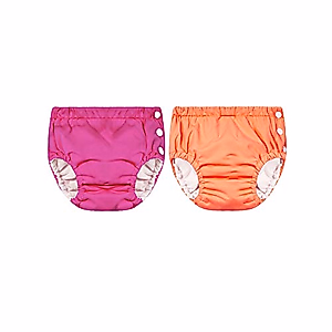 Baby Swim Diapers Swimming Pants Waterproof Swimwear Diaper for Unisex Baby 0-3 Years Reusable Pool Diaper for Baby Boys Girls Swimming Lesson Orange & Pink 24-36 Months