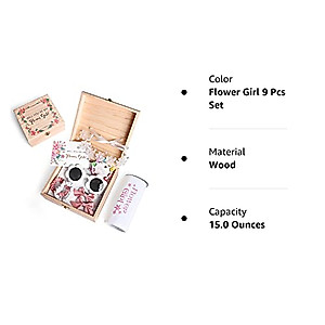 9 Pcs Flower Girl Gifts Set, Flower Girl Proposal Gifts Box, Will You Be My Flower Girl for Wedding, Flower Girl Sunglasses Hair Accessory Hairpins Hair Ring Tumbler Cup Wedding Gift Set Wooden Box