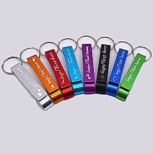 Custom bottle opener keychain, personalized aluminum beer bottle opener engraved with any text/logo, bulk bottle opener wedding party gift for brewery, bar, restaurant, home - 48 PC
