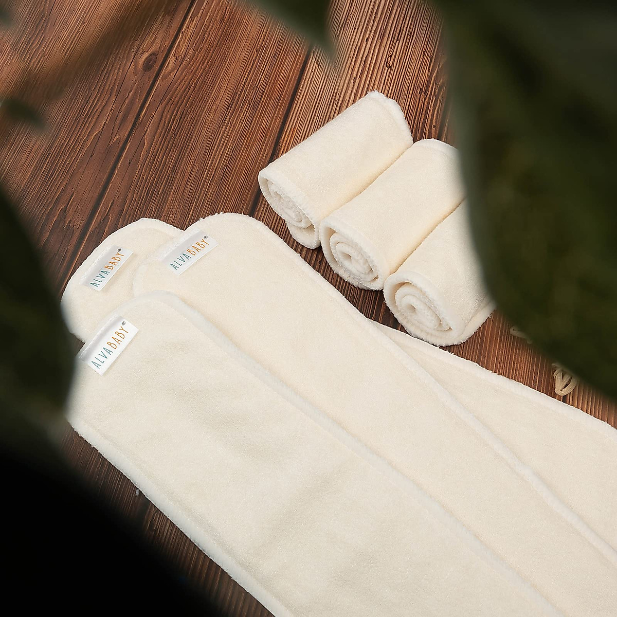 ALVABABY 12PCS Newborn Cloth Diaper Insert,4 Layers Cloth Diaper Inserts, Inserts,Reusable Cloth Diaper Inserts Overnight 12SMB