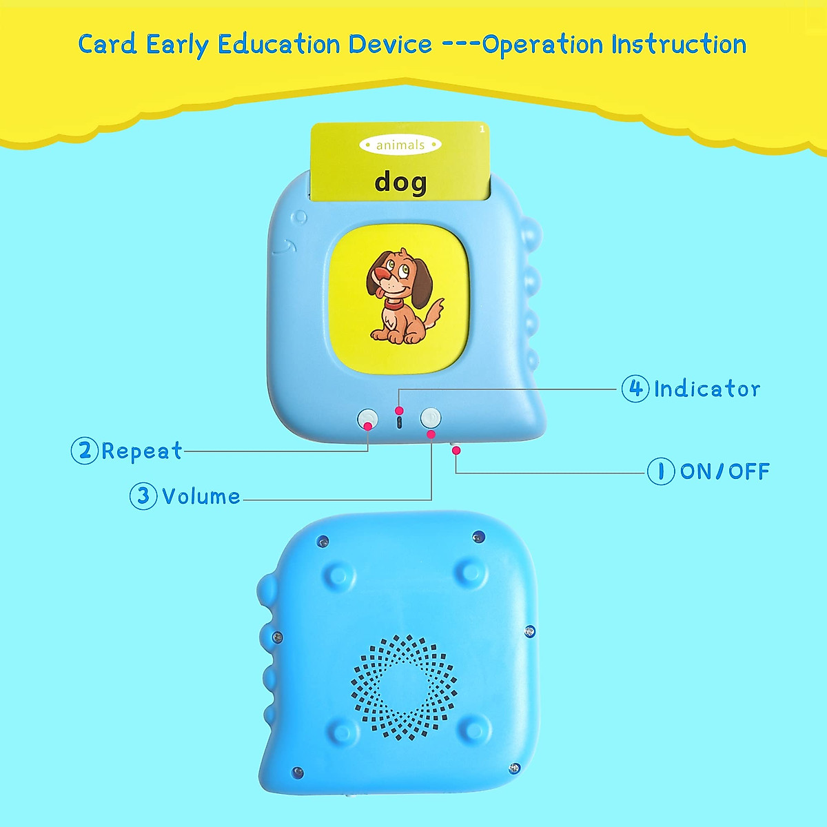 Talking Flash Cards Learning Toys for 1-6 Year Old Boys Girls, Toddlers Educational Speech Therapy Toys with 112 Pcs Flashcards 224 Words, Preschool Montessori Toys and Birthday Gift for Kids (Blue)