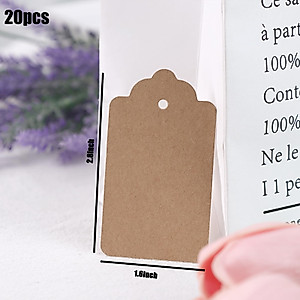 Koogel 20PCS Kraft Gift Tags with String, 2.8 x 1.6 Inch Gift Tags Price Tags Hanging Tags for Gift Bags DIY Crafts Birthday Wedding Party Favors
