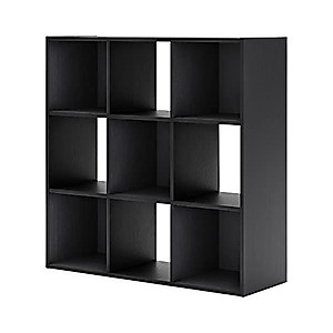 Signature Design by Ashley Langdrew Contemporary 9 Cube Storage Organizer or Bookcase, Black