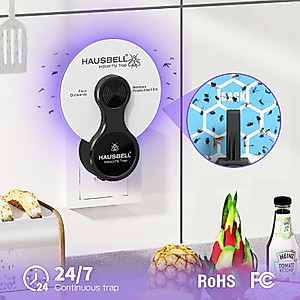 Hausbell Fruit Fly Traps for Indoors, Wall Plug-in Fly swatter, 1 Trap + 2 Glue Cards, Black