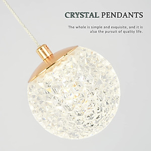 Gold Crystal Pendant Lights 5000k Daylight White,3-Light Mini Led Modern Brushed Brass Light Fixtures Ceiling Hanging, Glass Globes Pendant Lighting for Kitchen Island Bedroom Dining Room Foyer