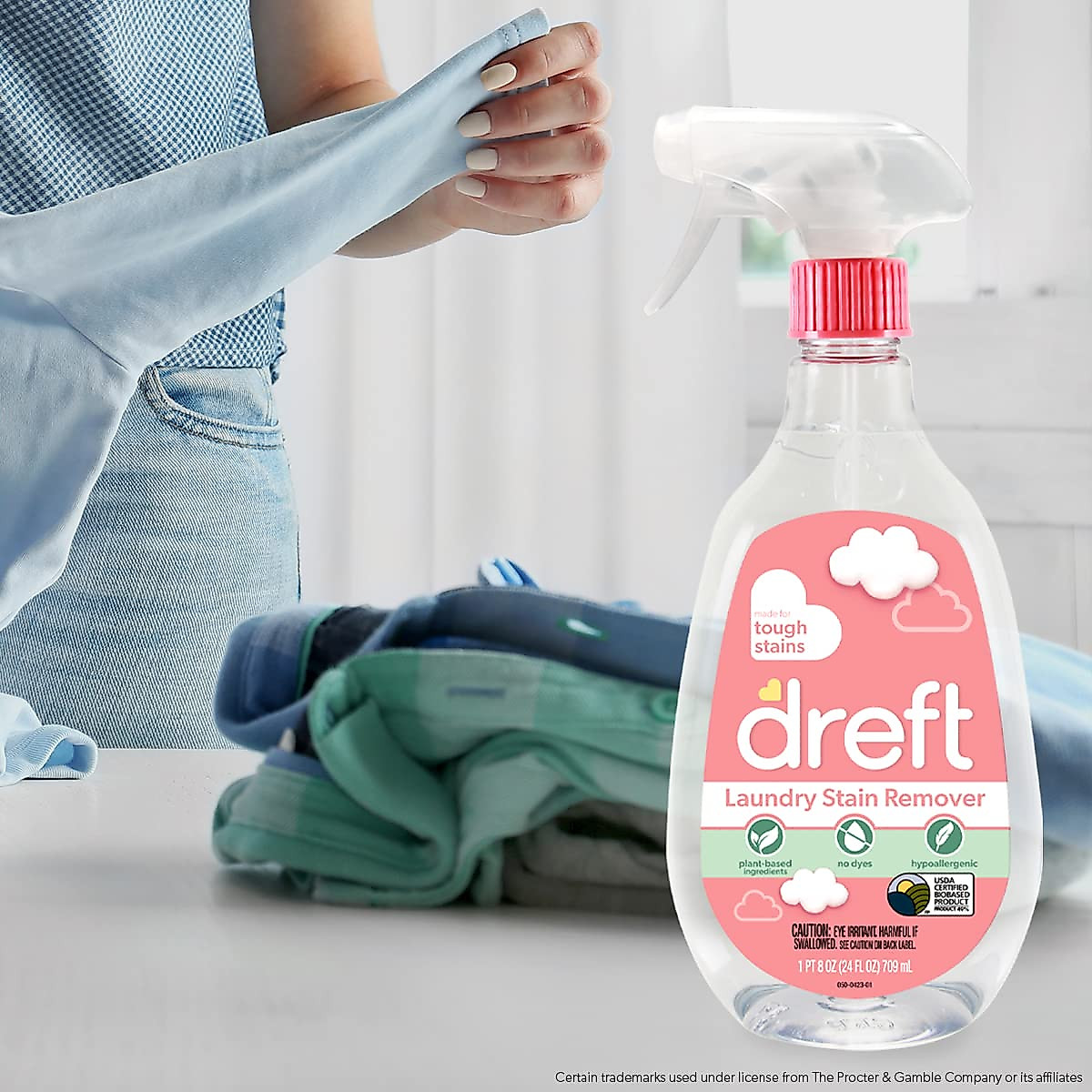 Dreft Stain Remover for Baby Clothes, Fragrance Free and Hypoallergenic Baby Stain Remover Spray Plus Travel Size Stain Treater Pen, 24 Fl Oz ( Pack of 2 + Stain Pen)