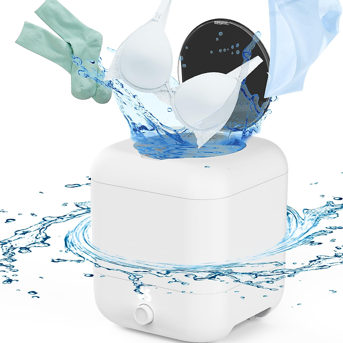 Portable Washing Machine, Rechargeable Cordless Mini Washing Machine with 2000mAh, Charge 1 Time and Up to Use 10 Times, 5L Portable Washer Machine for Baby Clothing, Underwear, Camping, RV Travel