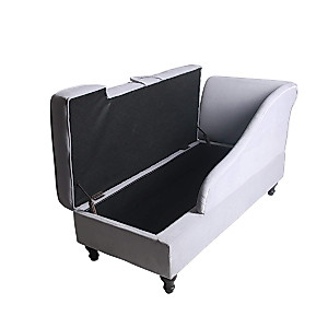 Yongqiang Storage Chaise Lounge Indoor Upholstered Sofa Recliner Lounge Chair for Living Room Bedroom Gray Velvet (Left Armrest)