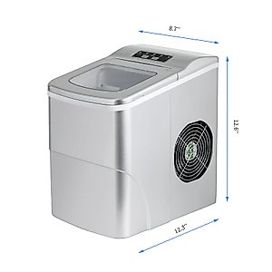 Portable Ice Maker Machine for Countertop, Ice Cube Makers, Electric Ice Maker Make 26 lbs ice in 24 hrs,Ice Cube Ready in 6-8 Mins with Ice Scoop and Basket for Home/Office/Bar (Sliver)