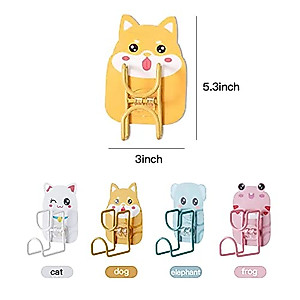 4pcs Latest Models Adhesive Hooks Washbasin Hooks Cute Animal Hooks Heavy Duty 55.11lb(Max) Waterproof Antirust Reusable Utility for Bathroom Kitchen Kids Room Multiple Use