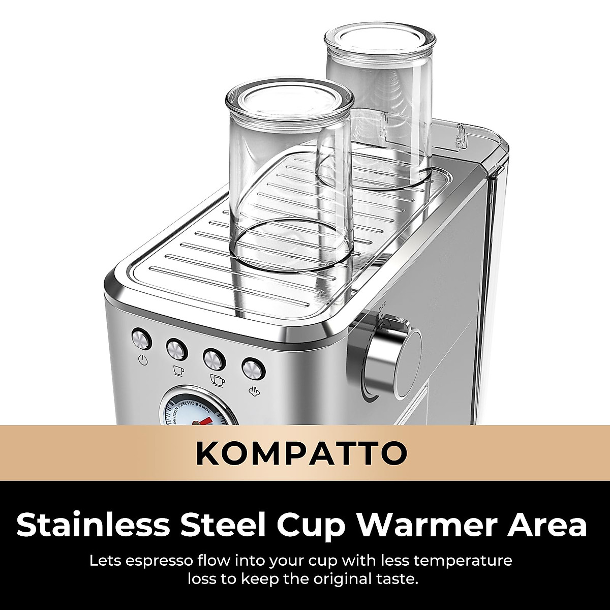 CHULUX Slim Espresso Machine with Milk Frother Steam Wand, 20 Bar Professional Italian Pump Semi Automatic Espresso Coffee Machine for Home Cappuccino & Latte Maker