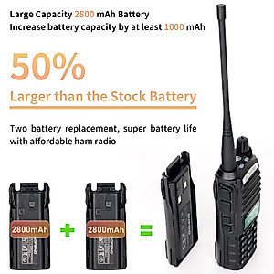 Baofeng UV-82 Baofeng Radio High Power Ham Radio Handheld with Wireless Programmer,Walkie Talkies with Earpiece, Extra 2800mAh Battery Hand Speaker Mic, Long Range Two-way Radio (1 Pack-Full Kits)