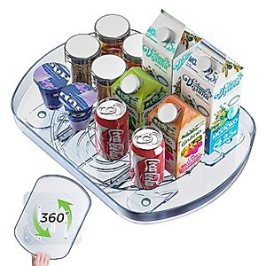 Lazy Susan for Refrigerator, Fridge Lazy Susan Truntable for Storage Pantry, Refrigerator Lazy Susan Rectangle for Kitchen, Square Turntable Organizer for Fridge, Cabinet, 16.1 x 11.1 Inch
