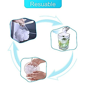 60 Pcs Reuable Ice Cubes White Clear Plastic Ice Cube to Keep Our drinks such as Lemon Wine Water Cool Longer Pretty for Party Wedding Filled With Pure Water