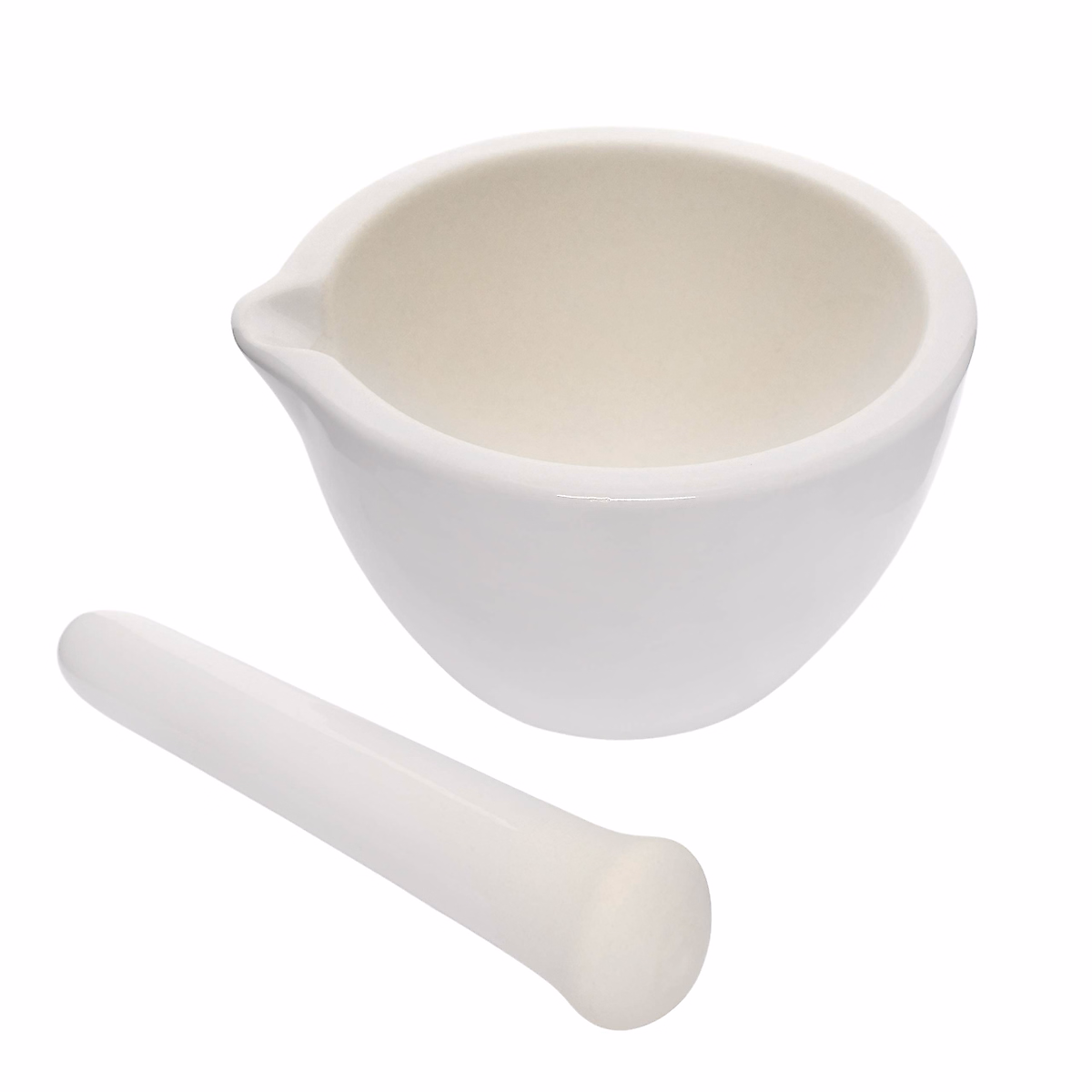 EISCO Porcelain Mortar & Pestle Set, 2oz (60ml) - Unglazed Grinding Surface - Excellent for Kitchen or Laboratory - Grinds Powdered Chemicals, Herbs & Spices - Pill Crusher - White