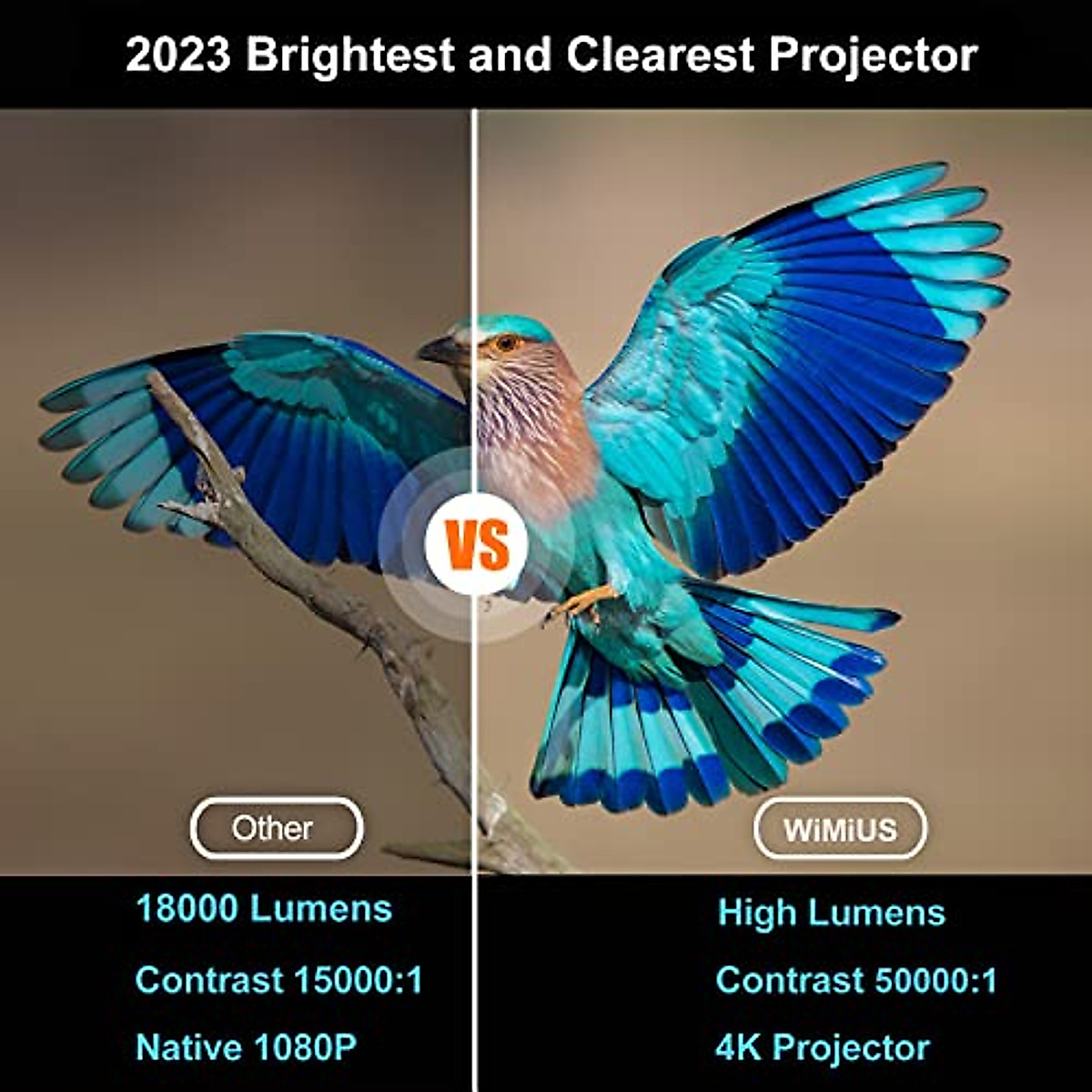 [Auto Keystone] 5G WiFi Bluetooth 5.2 Projector, WiMiUS Upgrade K7 550 ANSI Lumen Full HD 4K Projector Outdoor Projector, Zoom, 500'' Display 6D Keystone, 4D,4P Home Theater Projector (Brightest)