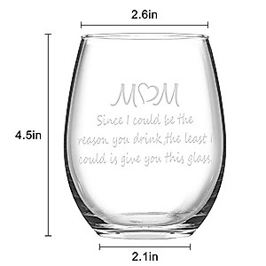 Mother’s Day Gift, Mom Stemless Wine Glass for Women Mom Mother Wine Lovers Mother's Day Birthday Christmas from Daughter Son Kid, Funny Birthday Gift for Mom, Mom Wine Glass for Red White Wine, 15Oz