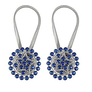 uxcell 2 Pack Magnetic Curtain Tiebacks 15 Inch Curtain Holdbacks Window Tassels Tie Backs Clips Decorative Rope Curtain Holdback Holder, Blue