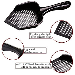 SunGrow Reptile Litter Scoop, Pointed Edge, for Cat & Chicken Coop, Right-Angled Wide and Deep Shovel, Black, 1 Pc per Pack
