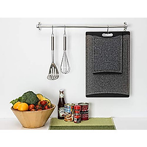 Home & Kitchen Essentials Cutting Boards, Extra Large (17.75" x 11.75") and Medium (11.75" x 7.75"), Reversible, Marble Granite Gray, BPA Free, Dishwasher Safe, Easy-Grip Handle and Non-Porous