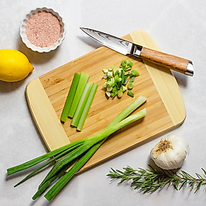 Totally Bamboo Hana Bamboo Serving & Cutting Board, 10" x 7-1/8", Natural Two Tone