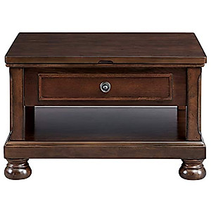 Signature Design by Ashley Porter Traditional Hand-Finished Lift Top Coffee Table, Dark Brown