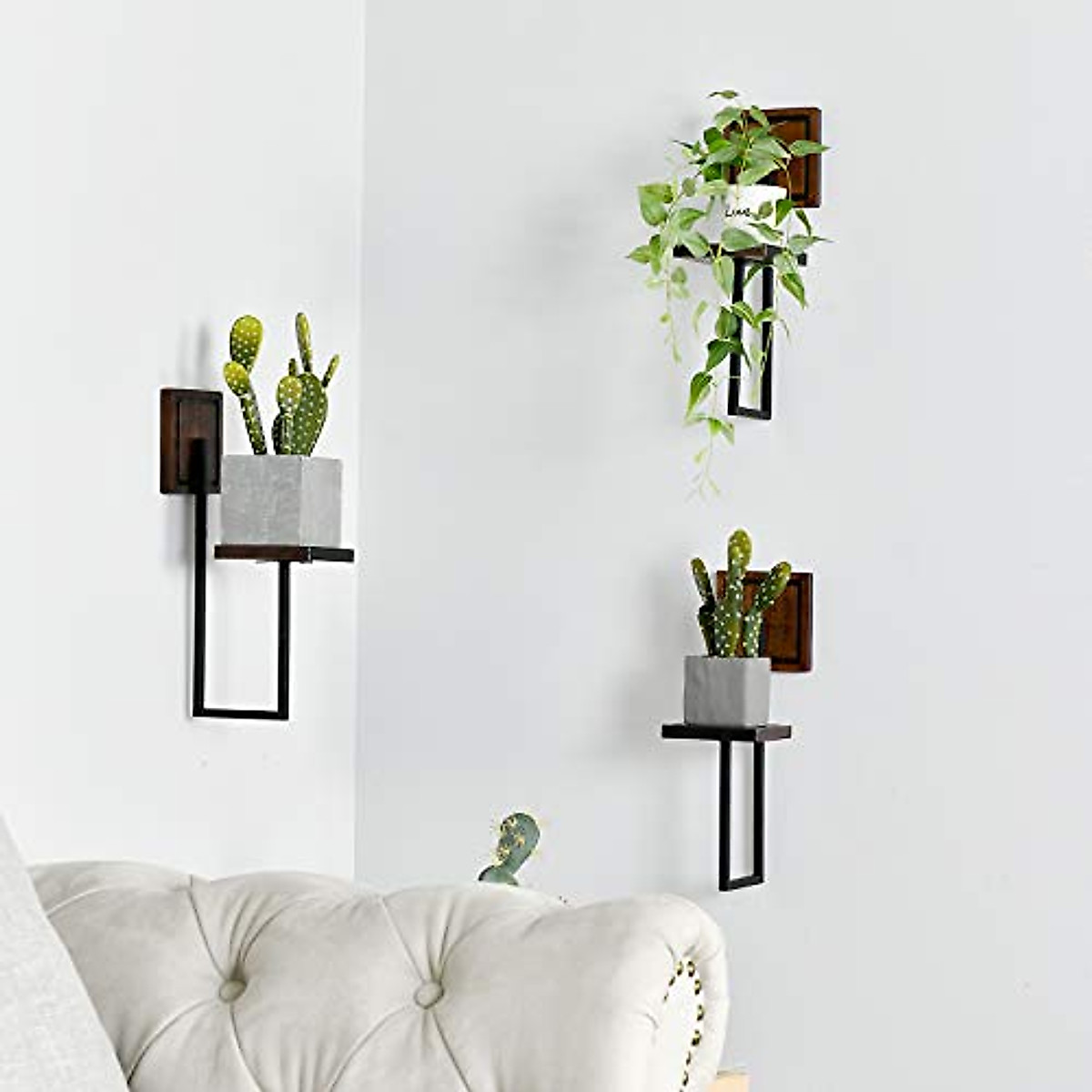 WELLAND Floating Shelf for Wall Rustic Wood Wall Shelves Hanging Planter Flower Pot Holder Sconce/Candle Holder Set of 3