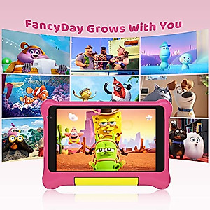 FancyDay Kids Tablet, 7 inch Tablet for Kids with Parental Control, Kidoz Installed, 2GB RAM+32GB ROM Android 12 System, Dual Camera, Toddler Tablet with Protective Case (Pink)
