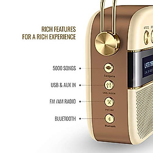 Saregama Carvaan 2.0 Portable Digital Music Player - Sound by Harman/Kardon (with 20,000 Songs) (with WiFi, Champagne Gold Color)