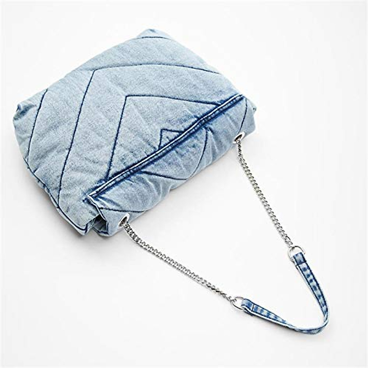 RHGLOBAG New Indigo Quilted Shoulder Bag Washed Denim Crossbody Fashion Ladies Street Bag Handbags Satchel Bags Indigo