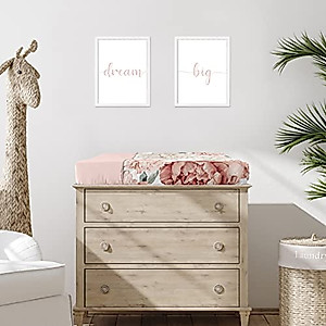 Sweet Jojo Designs Blush Pink Boho Shabby Chic Floral Girl Baby Changing Pad Cover – Infant Newborn Diaper Table Change Mat Sheet - Off White Bohemian Vintage Watercolor Flower Elegant Dusty Rose