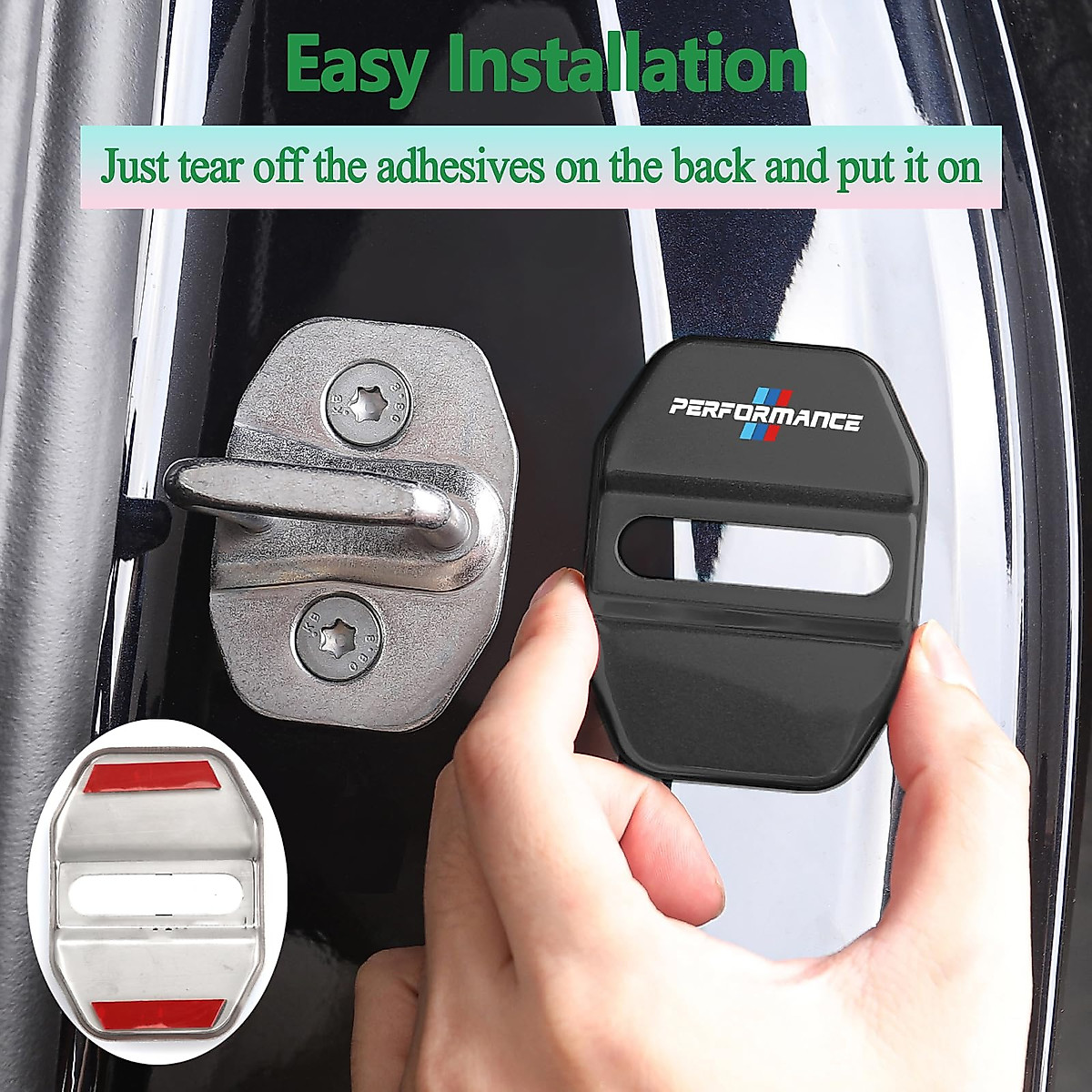 Speechn Car Door Lock Latches Cover Protector Replacement for BMW Car Accessories 1 2 5 6 7Series X1 X3 X5 X6 F15 F20 F45 G01 G02 G20 G30（4Pcs Black