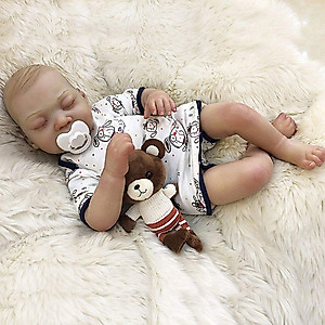Adolly Gallery Realistic Reborn Baby Dolls Cute 20inch Soft Silicone Handmade Cloth Body Realistic Toddler Doll Lifelike Toy Gifts for Girl Age 3+ Name Bryan