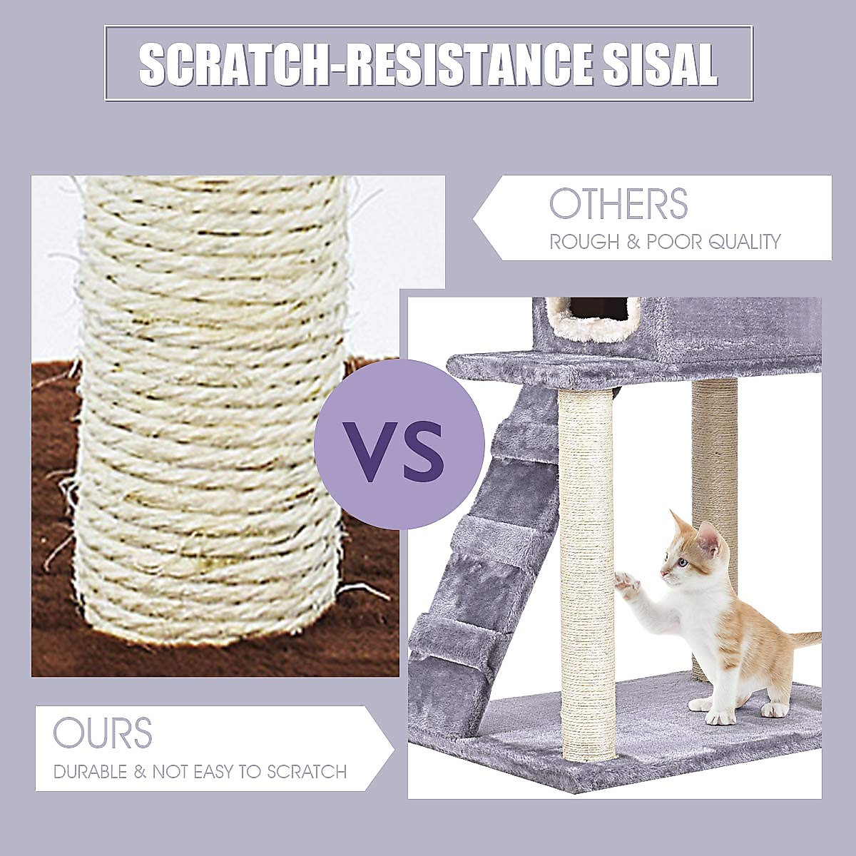 Tangkula Cat Tree, Multi-Level Cat Condo Tower, Lovely Pet Furniture with Scratching Posts and Ladder, Pet Play Toy House, Activity Centre Cat Tree - for Kittens, Cats and Pets