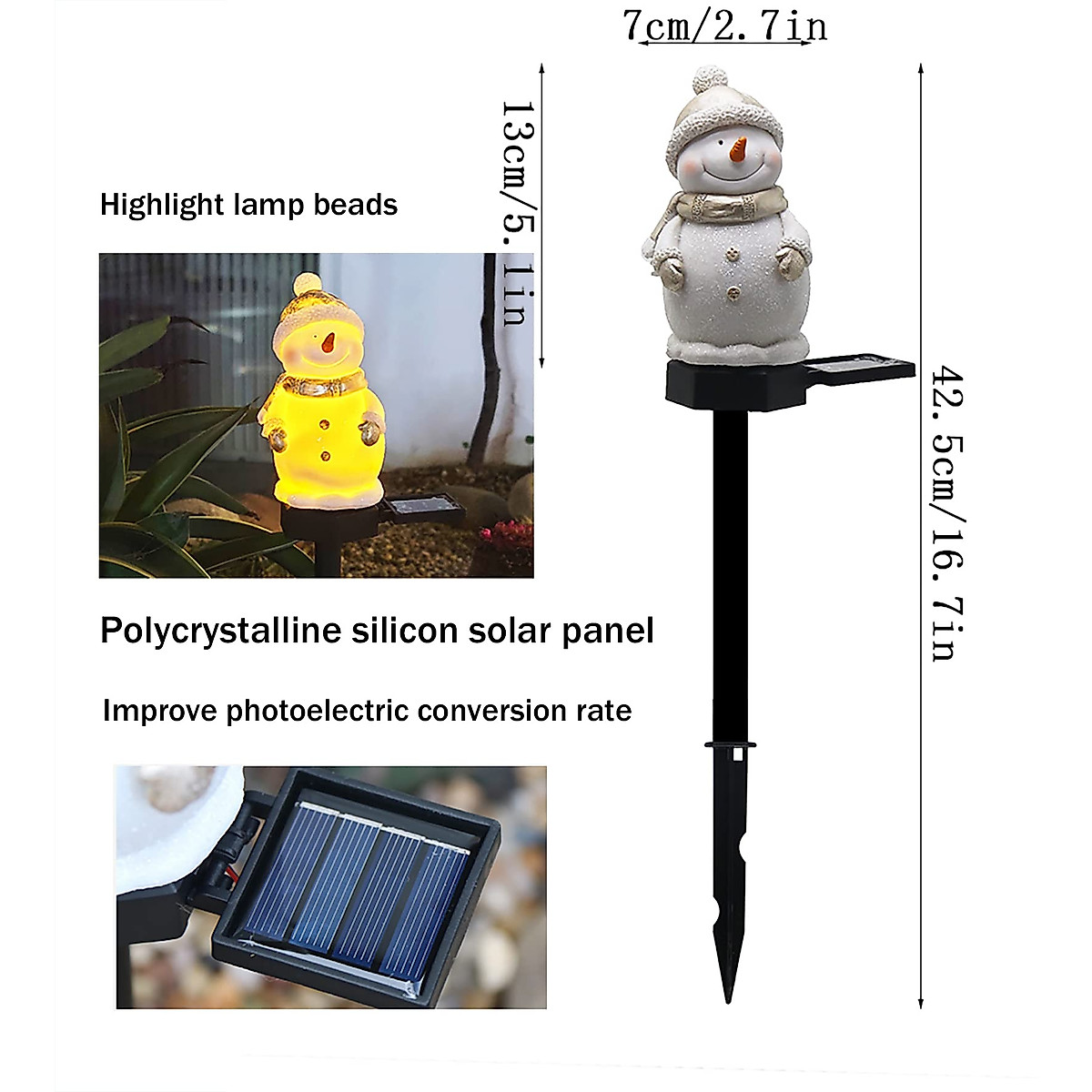 Chween Solar Christmas decration Lights Outdoor Garden Pathway Stake LED Lights Decor-2pcs Home Outdoor Yard Lawn Pathway Walkway Driveway Christmas Holiday Winter Decoration (Snowman)