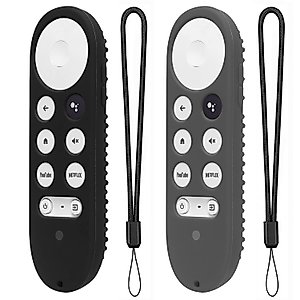 2 Pack Silicone Case for Chromecast with Google TV 2020 Voice Remote Protective Cover for 2020 Chromecast Voice Remote (Black+Dark Gray)