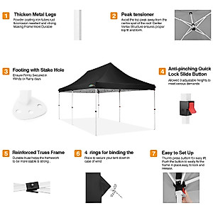 COBIZI 10x20 Pop up Canopy with 6 Removable Sidewalls, Outdoor Canopy Tents for Parties Wedding, Instant Sun Protection Shelter with Upgrade Raised Roof and Carry Bag, with Extra 4 Sandbags