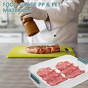 MAQUITA Deli Meat Container for Fridge, 3 Layer Lunch Meat Container for Refrigerator Ham and Deli Meat and Cheese Containers Bacon Storage Container with Tongs