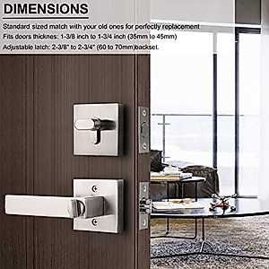 Knobonly 6 Sets Entry Door Handles with Single Cylinder Deadbolt for Exterior Front Doors, Satin Nickel Finish Keyed Alike Leversets, Come with Same Keys, Contractor Pack of 6