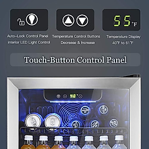 Antarctic Star Beverage Refrigerator Cooler -100 Can Mini Fridge Glass Door for Soda Beer or Wine Constant Glass Door Small Drink Dispenser Clear Front Door for Home, Bar 3.2cu.ft (Silver)