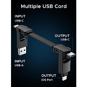 Multi Charging Cable EDC Travel Portable Keychain Charger Cable with PD Ultra-Fast Charging Power, Magnetic 4 in 1 USB C Cable for iPhone 15/15 Pro/ 15 Plus/ 15 Pro Max/MacBook Samsung (Lava Black)